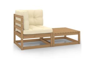 8720286355718 - Bonnevie - 2-tlg Garten-Lounge-SetGartenmöbel-Set Kissen Honigbraun Massivholz Kiefer vidaXL