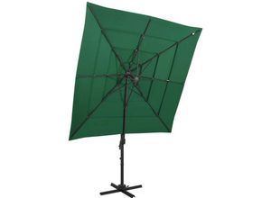 8720286165034 - Bonnevie - SonnenschirmGartenschirm mit Aluminium-Mast 4-lagig Grün 250x250 cm vidaXL