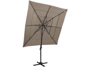 8720286165058 - Bonnevie - SonnenschirmGartenschirm mit Aluminium-Mast 4-lagig Taupe 250x250 cm vidaXL