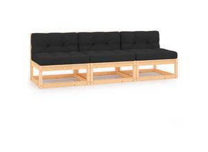 8720286694923 - 3-tlg Garten-Lounge-Set，Gartenmöbel-Set mit Kissen Kiefer Massivholz vidaXL