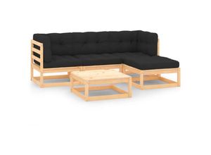 8720286695388 - 5-tlg Garten-Lounge-Set，Gartenmöbel-Set mit Kissen Kiefer Massivholz vidaXL