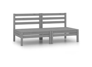 8720286682562 - Bonnevie - 2-Sitzer-GartensofaLounge-Sofa Grau Kiefer Massivholz vidaXL