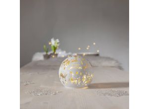 7391482989758 - LED-Kugellampe Merry X-Mas Ø 12 cm weiß Glas Batteriebetrieb