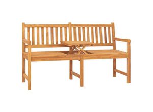 8720286597422 - Bonnevie - 3-Sitzer Gartenbank Doppelsitzbank mit Tisch 150 cm Teak Massivholz vidaXL