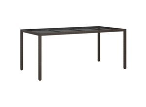 8720286666470 - Bonnevie - GartentischTerrassentisch Braun 190x90x75 cm Gehärtetes Glas und Poly Rattan vidaXL