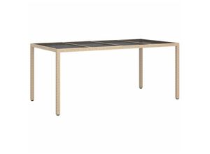 8720286666531 - Bonnevie - GartentischTerrassentisch Beige 190x90x75 cm Gehärtetes Glas und Poly Rattan vidaXL