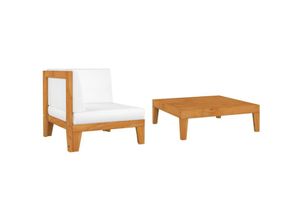 8720286142837 - Bonnevie - 2-tlg Garten-Lounge-SetGartenmöbel-Set mit Auflagen Massivholz Akazie vidaXL