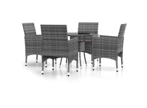 8720286203361 - Bonnevie - 5-tlg Garten-EssgruppeGartenmöbel Set Poly Rattan Grau vidaXL