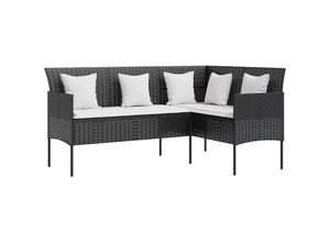 8720286816523 - Bonnevie - Sofa in L-Form mit Kissen Poly Rattan Schwarz vidaXL280261