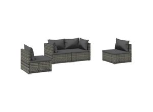 8720286988770 - Bonnevie - 4-tlg Garten-Lounge-SetGartenmöbel-Set mit Kissen Poly Rattan Grau vidaXL