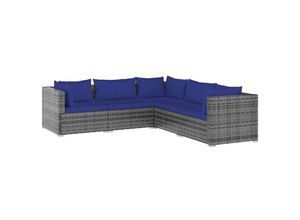 8720286984062 - Bonnevie - 5-tlg Garten-Lounge-SetGartenmöbel-Set mit Kissen Poly Rattan Grau vidaXL