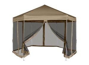 8720845680497 - Bonnevie - Faltpavillon Pavillon Faltbar mit Seitenwänden Sechseckig 36x31m Taupe 220g m² vidaXL