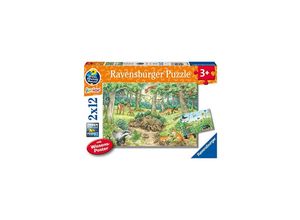 4005556056736 - Puzzle WIESO? WESHALB? WARUM? - TIERE IM WALD UND AUF DER WIESE 2x12-teilig