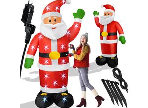 4260598879105 - KESSER® Aufblasbarer Weihnachtsmann XXL LED beleuchtet inkl Befestigungsmaterial Weihnachtsdekoration Weihnachtsdeko Figur  geräuscharmes Gebläse Nikolaus Santa witterungsbeständig IP44