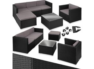 4061173243744 - tectake® Rattan Lounge für 4 bis 5 Personen UV-beständig variabel aufstellbar