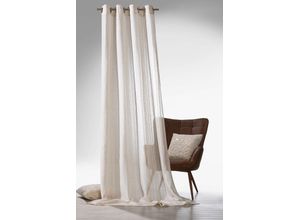 4005385838275 - Vorhang WECKBRODT Natural Linen Gr 1 beige (natur) Gardinen 245cm Ösen 135cm Leinen Polyester Gardine Ösenschal Längsstreifen halbtransparent B135cm H245cm