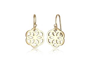 4050878539528 - Paar Ohrhänger ELLI Blume Ornament Cut-Out Flower of Life Silber Ohrringe Gr OneSize ohne Stein Silber 925 (Sterlingsilber) goldfarben (gold) Damen