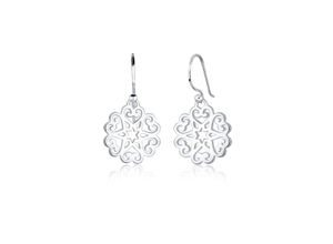 4050878547561 - Paar Ohrhänger ELLI Ornament Herz Sterne Floral 925 Sterling Silber Ohrringe Gr OneSize ohne Stein Silber 925 (Sterlingsilber) silberfarben (silber) Damen