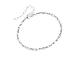 4007810239930 - Fußkette SMART JEWEL zweireihig ovale Plättchen Ankerkette Silber 925 Fußkettchen Gr 28 cm Silber 925 (Sterlingsilber) silberfarben (silber) Damen