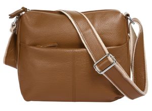 4260543050221 - Umhängetasche SAMANTHA LOOK Damen Gr B H T 26cm x 24cm x 5cm onesize braun (cognac) Leder unifarben Taschen echt Leder Made in Italy