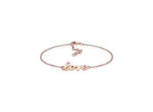 4050878631130 - Armband ELLI ROSÉGOLD 925 Silber mit Love Schriftzug Armbänder Gr 16 cm ohne Stein Silber 925 (Sterlingsilber) rosegold Damen