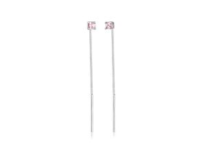 4050878629021 - Paar Ohrstecker ELLI Durchzieher Zirkonia Funkelnd Fein 925 Silber Ohrringe Gr OneSize mit Steinen Silber 925 (Sterlingsilber) silberfarben (silber pink) Damen