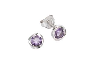 4006046306508 - Paar Ohrstecker ZEEME Silber 925 rhodiniert mit echtem Amethyst Ohrringe Gr ONE-SIZE Silber 925 (Sterlingsilber) weiß (weiß lila) Damen