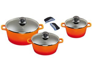 4053131010581 - KING Topf-Set Aluminiumguss (Set 8-tlg) mit gratis Henkelpads Induktion orange