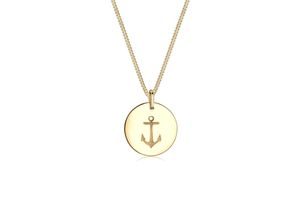 4050878513283 - Kette mit Anhänger ELLI Anker Münze Maritim 925 Silber Halsketten Gr 45 ohne Stein Silber 925 (Sterlingsilber) Länge 45 cm goldfarben (gold) Damen