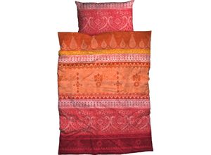 4250090660417 - Bettwäsche Indi Gr B L 200 cm x 200 cm (1 St) B L 80 cm x 80 cm & 80 cm x 80 cm (2 St) Satin orange Satin-Bettwäsche romantisch orientalisch weich und gemütlich