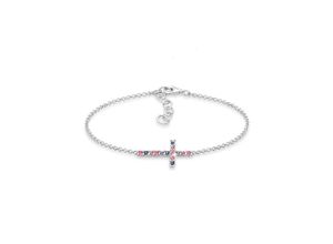 4050878555337 - Armband ELLI Kreuz Multi-Color Kristalle 925 Silber Armbänder Gr 16 cm mit Steinen Silber 925 (Sterlingsilber) silberfarben (silber rosa) Damen