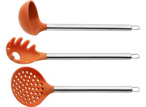 8007163301892 - Kochbesteck-Set PINTINOX Silicone Orange Kochbesteck-Sets orange (edelstahlfarben orange) Kochbesteck-Sets (Schöpfkelle Spaghettilöffel Schaumkelle) EdelstahlSilikon