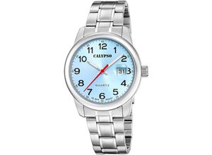 8430622827303 - Quarzuhr CALYPSO WATCHES Basic Armbanduhren silberfarben (silberfarben hellblau) Herren Armbanduhr Herrenuhr Edelstahlarmband analog Tag