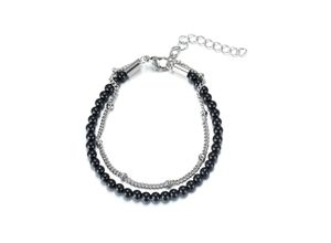 4250269357728 - Fußkette FIRETTI Schmuck Geschenk Körperschmuck Anlass Geburstag Weihnachten Fußkettchen Gr Edelstahl schwarz (edelstahlfarben schwarz schwarz) mit Türkis Achat oder Dumortierit