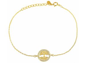 4065633561584 - Armband ADELIA´S Damen Lebensbaum aus 925 Silber mit Zirkonia 20 cm Armbänder Gr 20 Silber 925 (Sterlingsilber) goldfarben (gold) Damen