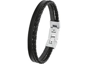 4056867020046 - Armband SOLIVER 2027411 Armbänder Gr Edelstahl-Leder schwarz (edelstahlfarben schwarz) Herren