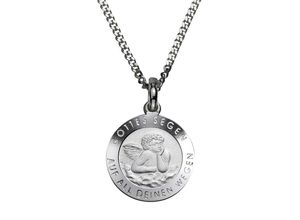 4006046202022 - Kette mit Anhänger FIRETTI Schmuck Geschenk Silber 925 Halsschmuck Halskette Panzerkette Engel Halsketten Gr Silber 925 (Sterlingsilber) Länge 38 cm silberfarben Gravur Gottes Segen auf all deinen Wegen zur heiligen Taufe