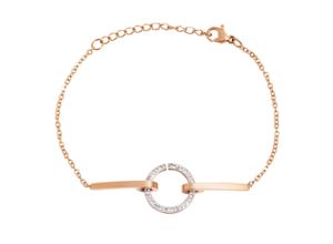 4065633949610 - Edelstahlarmband ADELIA´S Damen Armband aus Edelstahl mit Similisteine 17+3 cm Armbänder Gr 17 + 3 Edelstahl rosa (rosé) Damen