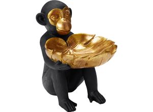 6930597942107 - Dekofigur Affe mit Schale gold (schwarz goldfarben) Dekofiguren B H T 26cm x 275cm x 185cm Polyresin (Kunststein) B26cm H275cm T185cm