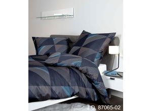 4065334018592 - Bettwäsche JANINE J D87065 06 Gr B L 135 cm x 200 cm (1 St) B L 80 cm x 80 cm (1 St) Mako-Satin blau (nachtschattenblau) Bettwäsche 135x200 cm mit Reißverschluss 100% Baumwolle