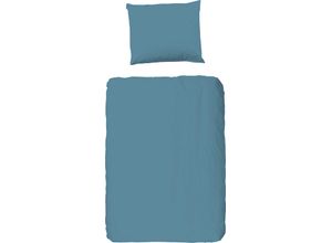 8717285203195 - Bettwäsche GOOD MORNING Uni Gr B L 100 cm x 135 cm 1 St 1 St Renforcé B L 60 cm x 40 cm blau 100% Baumwolle Renforcé 135x200 Unifarben Reißverschluss Weiß