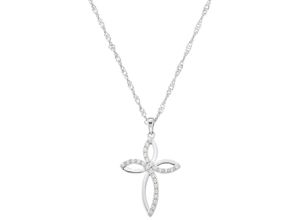 4020689187973 - Kette mit Anhänger AMOR 9187973 Halsketten Gr mit Zirkonia Silber 925 (Sterlingsilber) Länge 45 cm bunt (silberfarben weiß) Damen mit Zirkonia (synth)