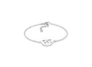 4050878585785 - Armband ELLI Weltkugel Plättchen Anhänger Reisen 925 Silber Armbänder Gr 16 cm ohne Stein Silber 925 (Sterlingsilber) silberfarben (silber) Damen