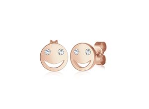 4050878555627 - Paar Ohrstecker ELLI mit Smiling Face Kristalle 925 Silber Ohrringe Gr OneSize mit Steinen Silber 925 (Sterlingsilber) rosegold (rosegold weiß) Damen Ohrstecker