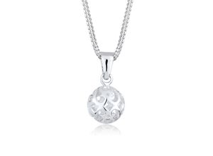 4050878490409 - Kette mit Anhänger ELLI Kugel Ornament Verspielt 925 Sterling Silber Halsketten Gr 45 ohne Stein Silber 925 (Sterlingsilber) Länge 45 cm silberfarben (silber) Damen