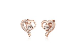 4050878526887 - Paar Ohrstecker ELLI Herz Liebe Kristalle 925 Silber Stecker Ohrringe Gr OneSize mit Steinen Silber 925 (Sterlingsilber) rosegold (rosegold weiß) Damen