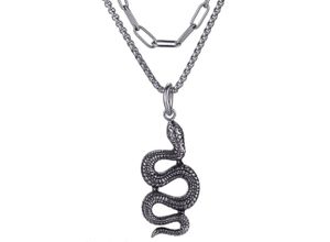 4250269363972 - Kette mit Anhänger FIRETTI Schmuck Geschenk Snake Halsketten Gr Edelstahl Länge 45 cm schwarz (edelstahlfarben schwarz) Damen