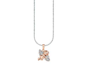 4020689964666 - Kette mit Anhänger AMOR 9964666 Schutzengel Herz Halsketten Gr Silber 925 (Sterlingsilber) Länge 42 cm rosegold (silberfarben roségoldfarben) Damen Ketten mit Anhänger Zirkonia (synth)