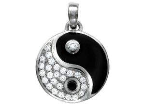 4006046278225 - Ketten-Anhänger VIVANCE 925 - Sterling Silber Ying Yang Schmuckanhänger Gr ONE-SIZE Silber 925 (Sterlingsilber) 2 g schwarz Damen