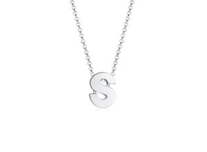 4050878556051 - Kette mit Anhänger ELLI Femme Pendentif Lettre S Initiale - (925 1000) Argent Halsketten Gr 45 Silber 925 (Sterlingsilber) Länge 45 cm silberfarben (silber) Damen